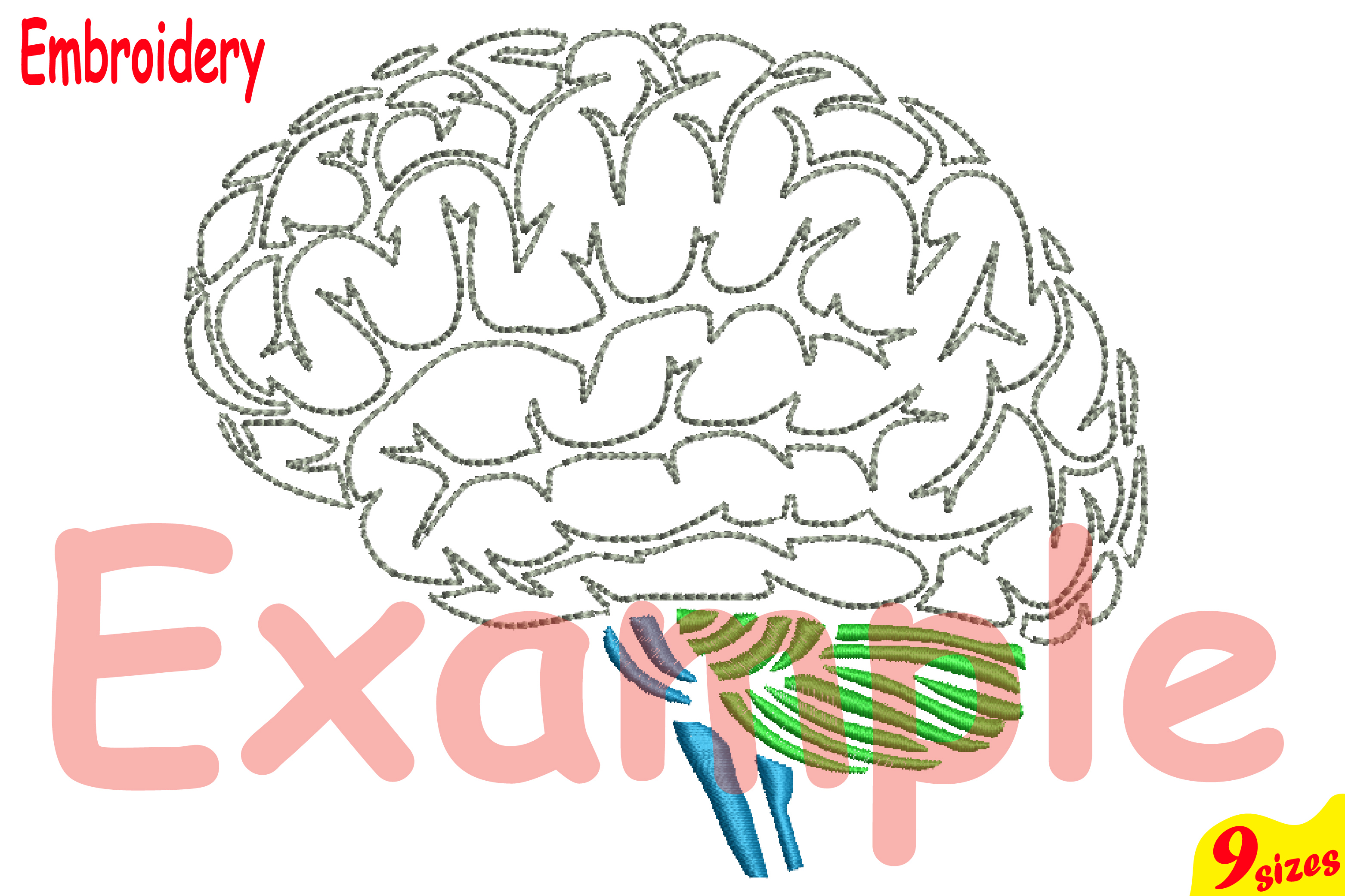 Brain Outline Embroidery Design Machine Instant Download Commercial Use ...