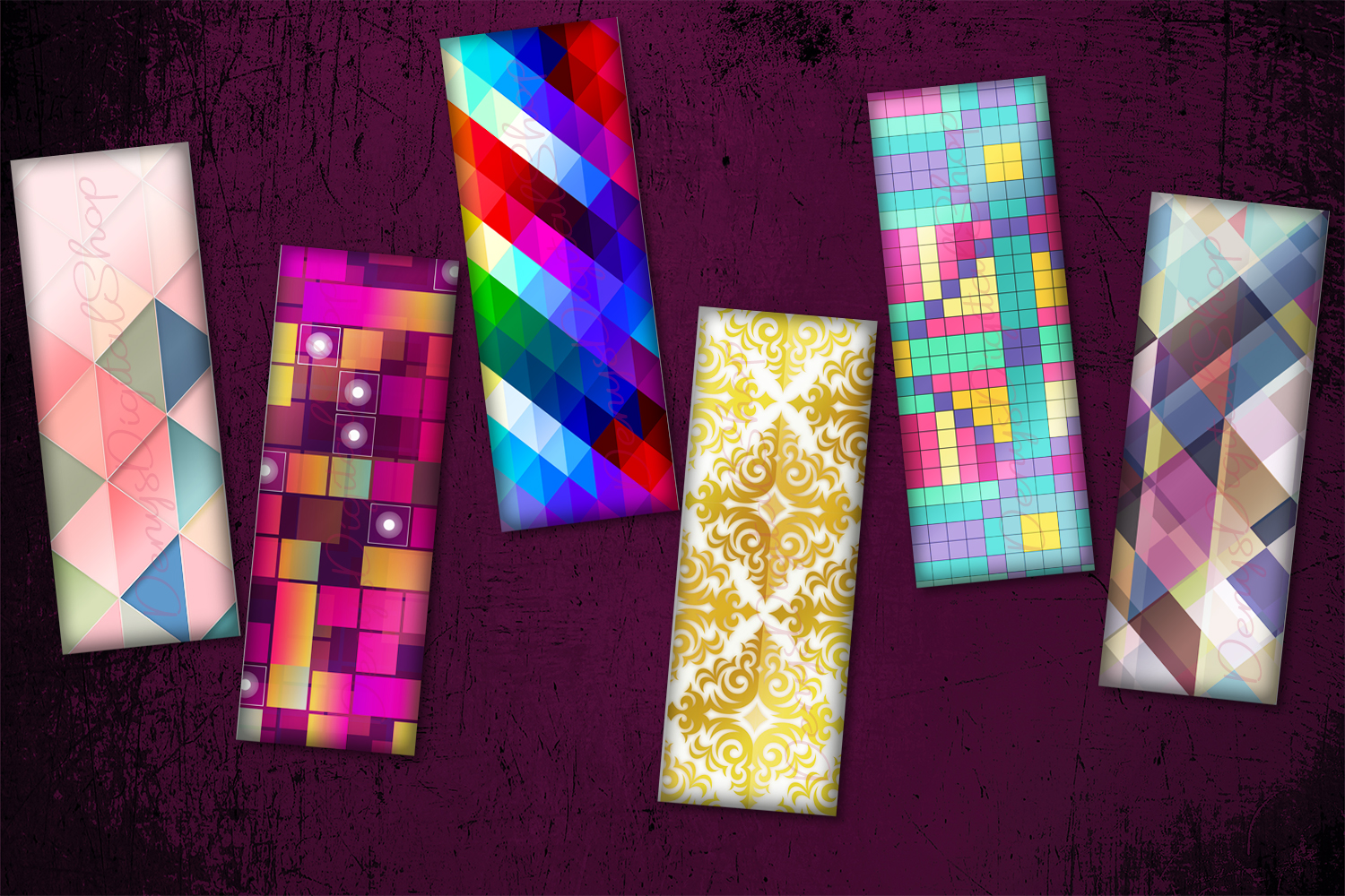 Digital Geometric Bookmarks,Printable Geometric,Geometric