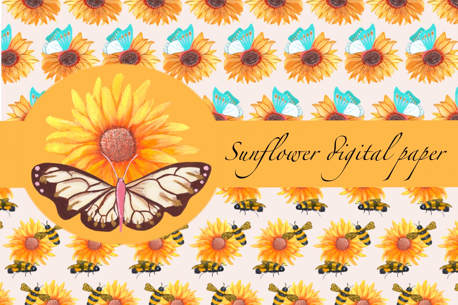 Sunflower digital paper