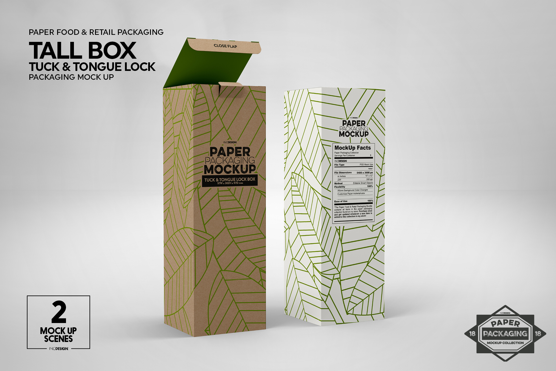 Tall Box Tuck & Tongue Lock Packaging Mockup (352204) | Branding ...