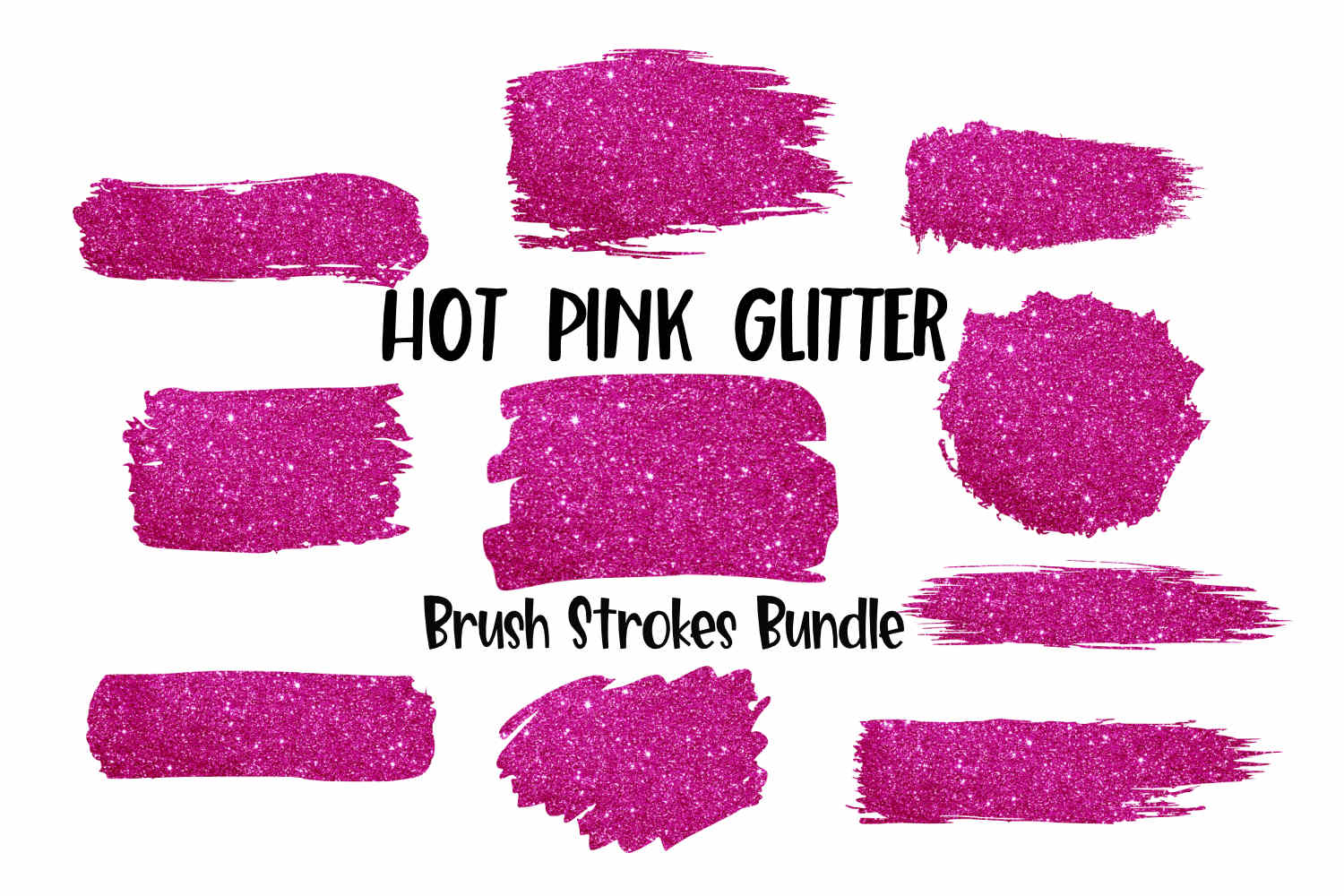 Hot Pink Glitter Brush Strokes Background Bundle PNG