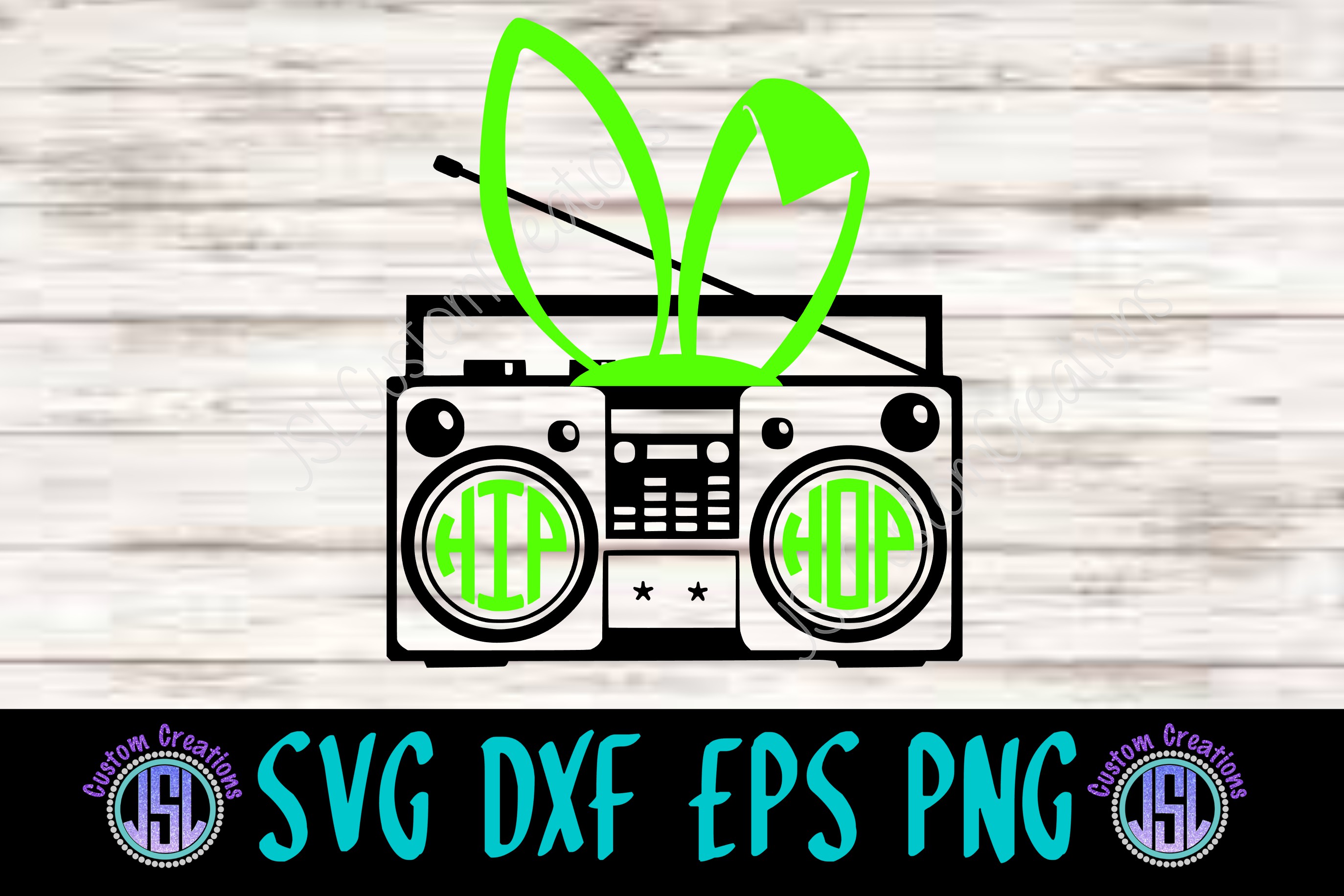 Hip Hop Bunny Boombox | SVG DXF EPS PNG Digital Cut File