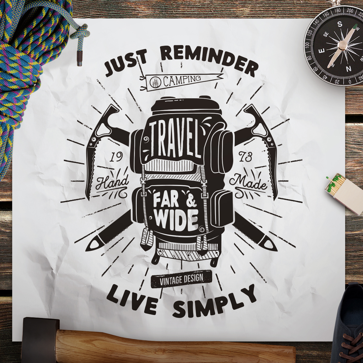 Retro Travel Emblem / Vintage Camping Logo (108073) | Illustrations ...