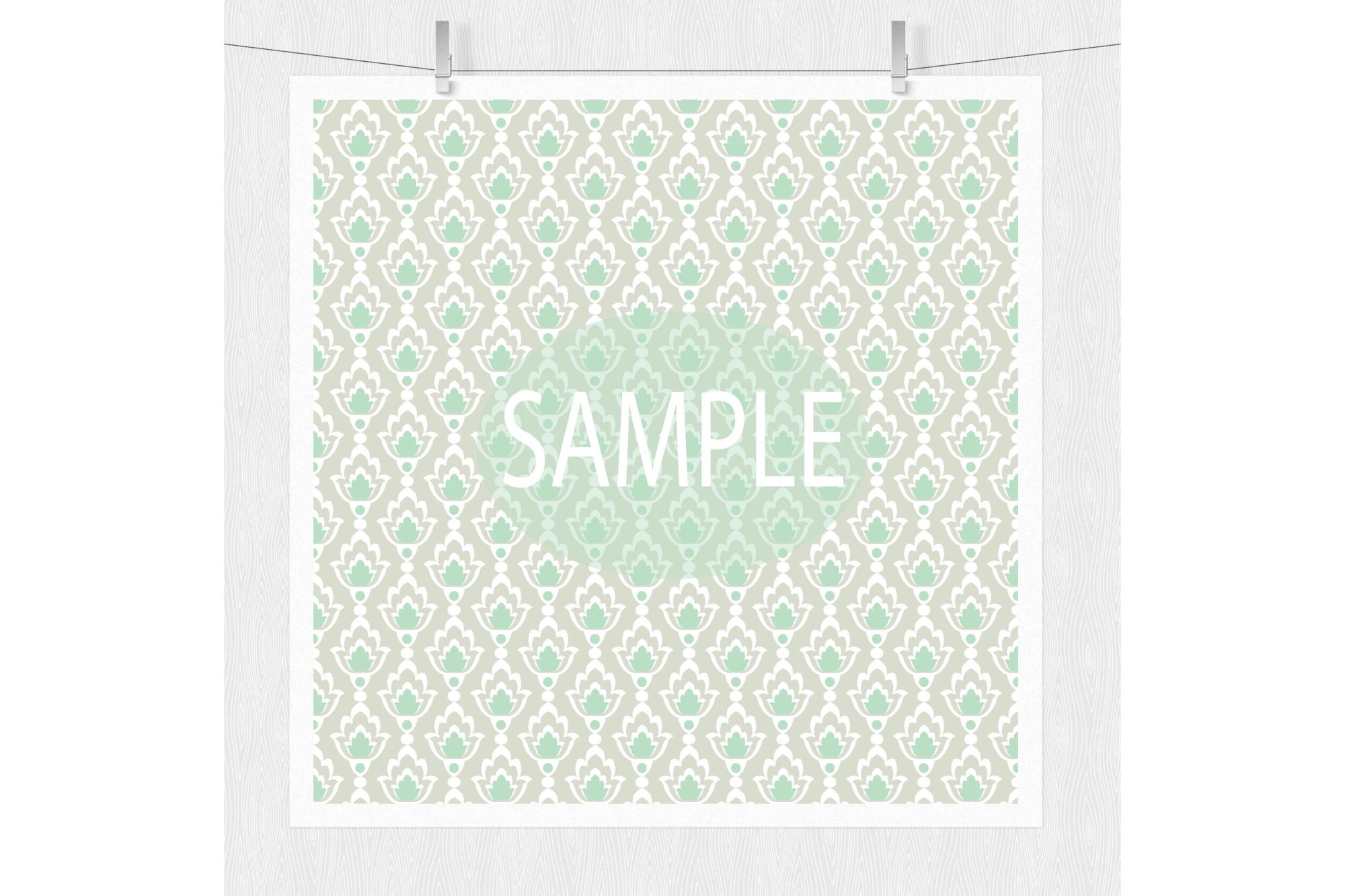 Sea Foam Green Damask Digital Paper