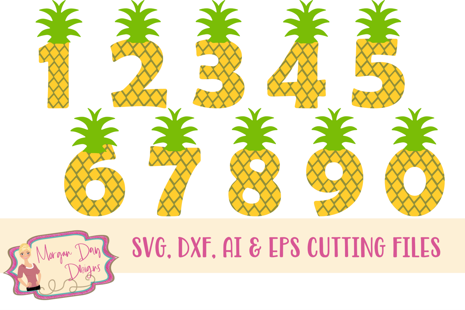 Pineapple Numbers SVG, DXF, AI, EPS, PNG, JPEG