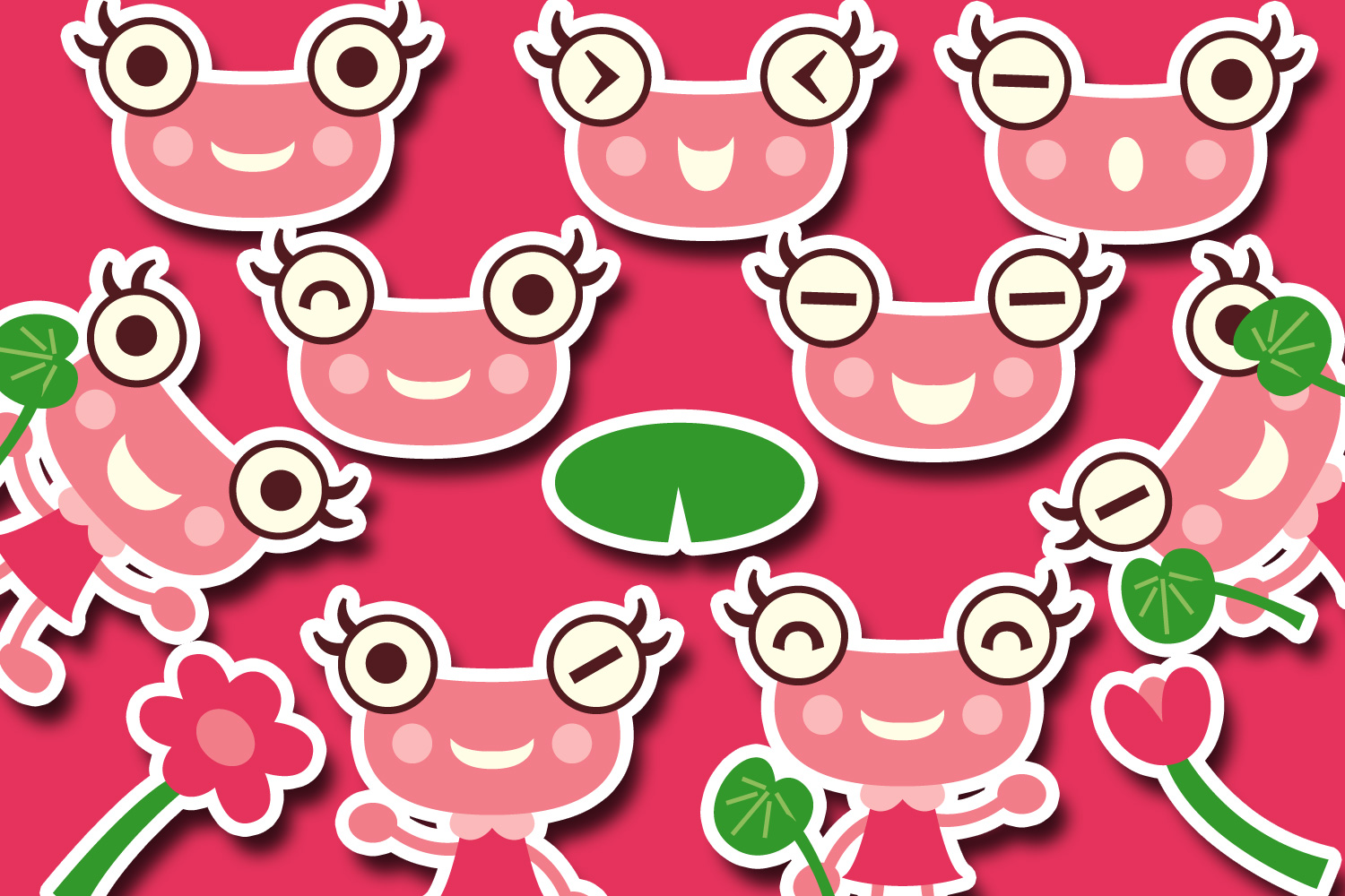Cute pink frog design graphic illustration (83628) | Illustrations ...
