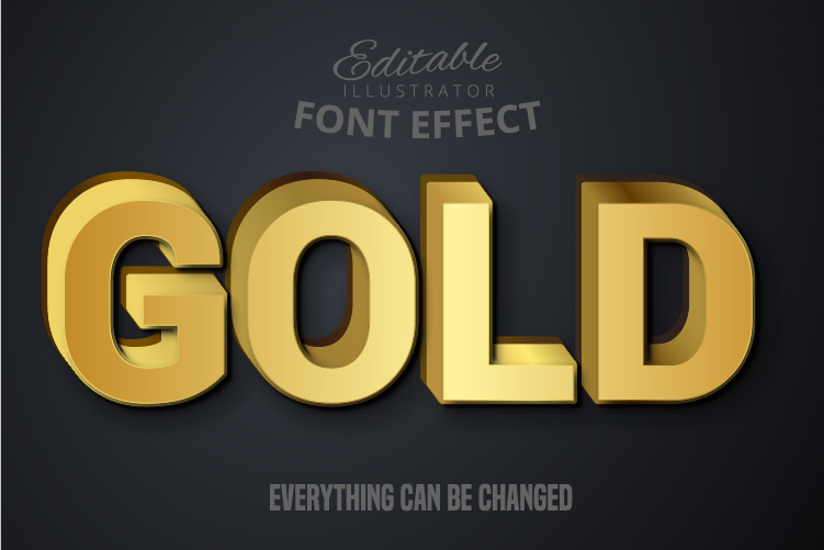 20 Golden illustrator editable text effects bundle