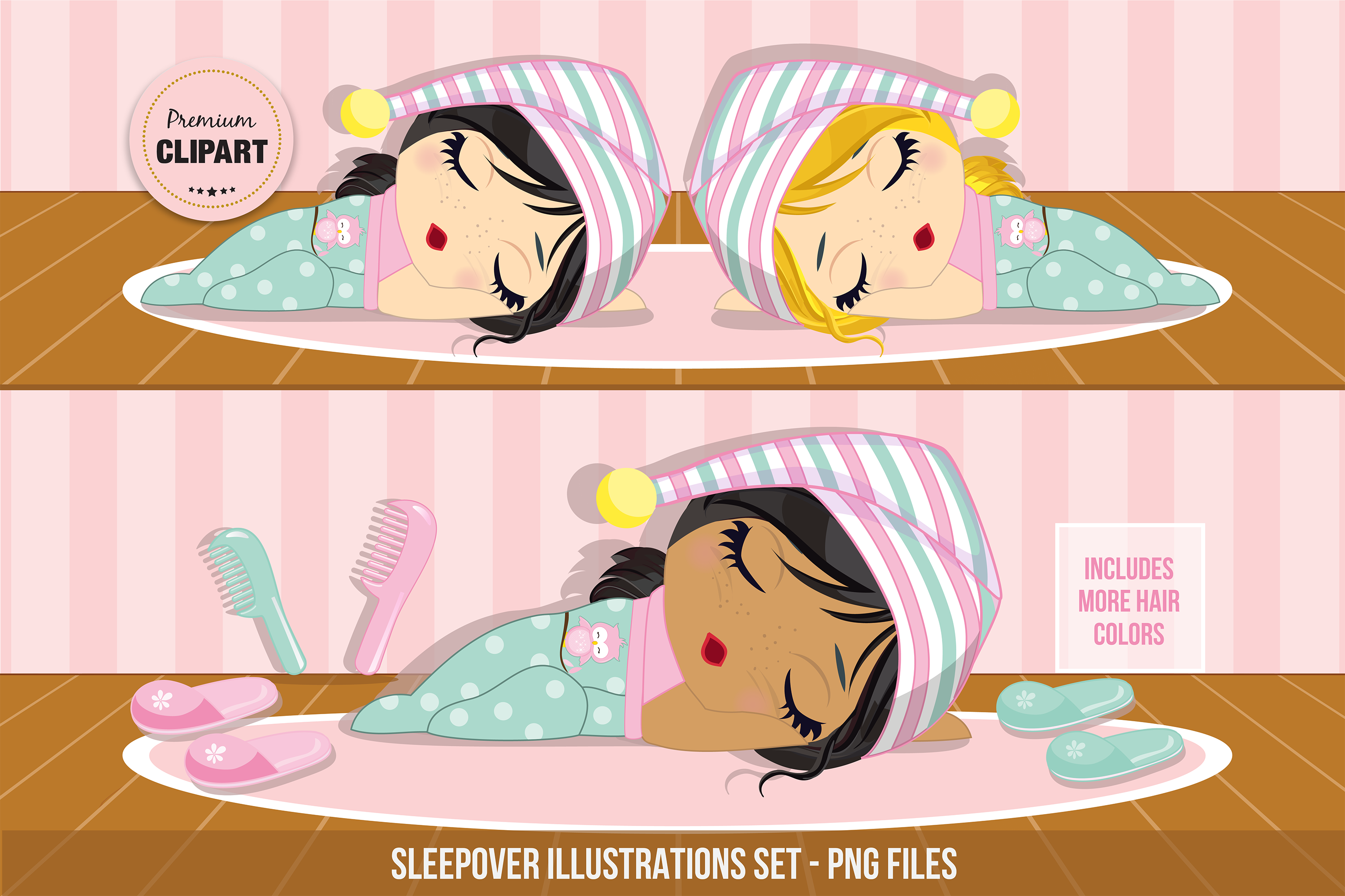 Sleepover graphics, Pyjamas clipart (278548) | Illustrations | Design ...