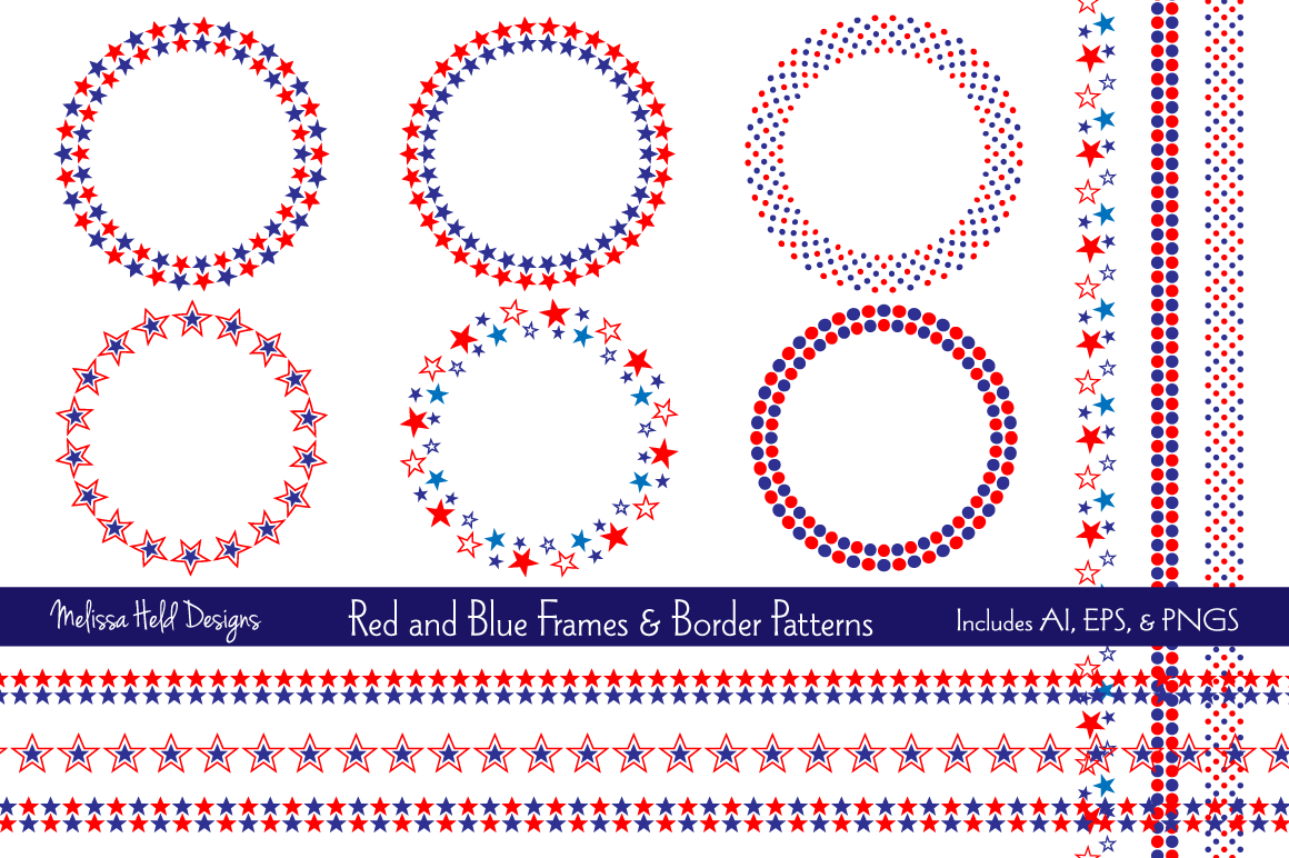 Red Blue Frames & Border Patterns