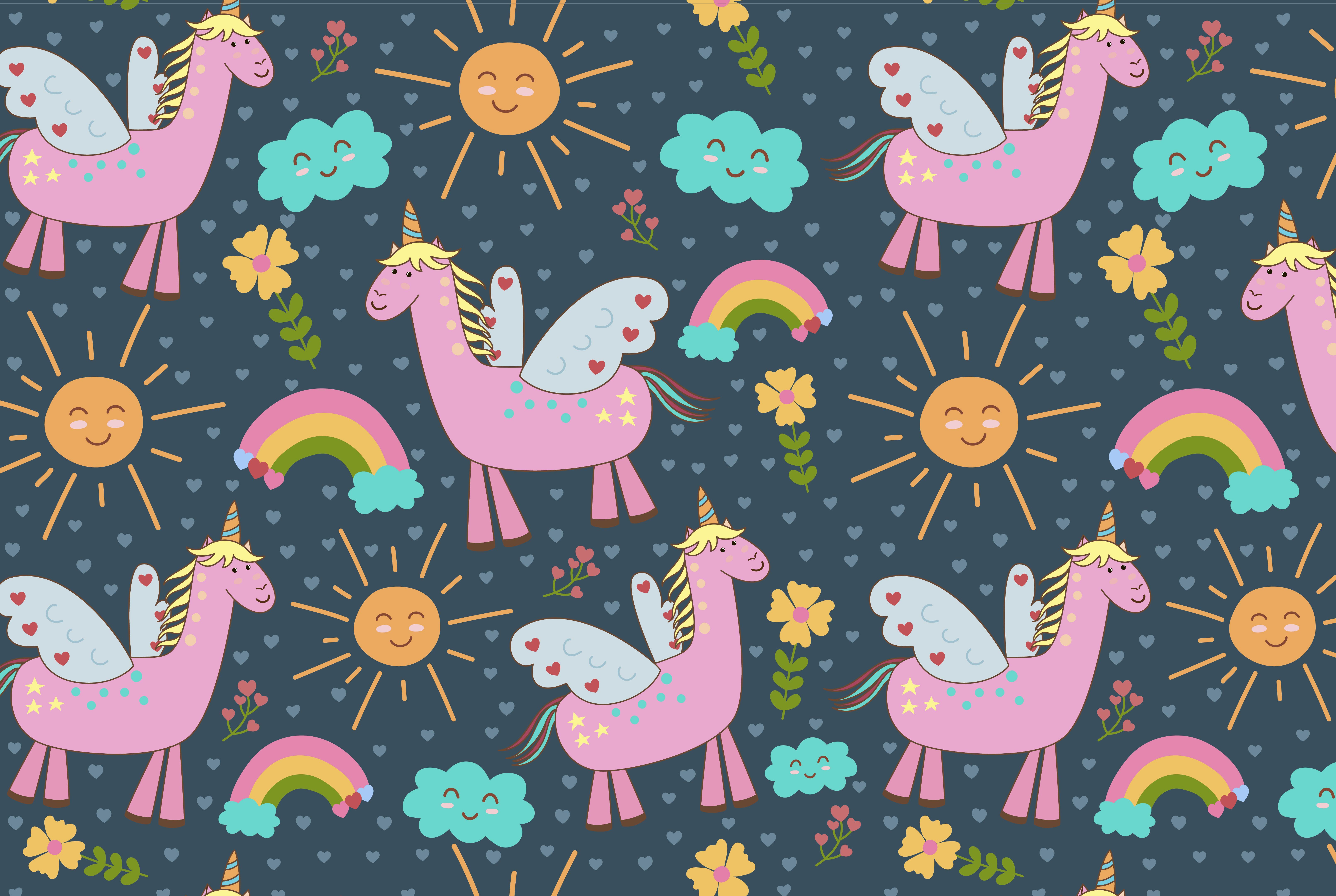 Cute Unicorns Seamless Patterns