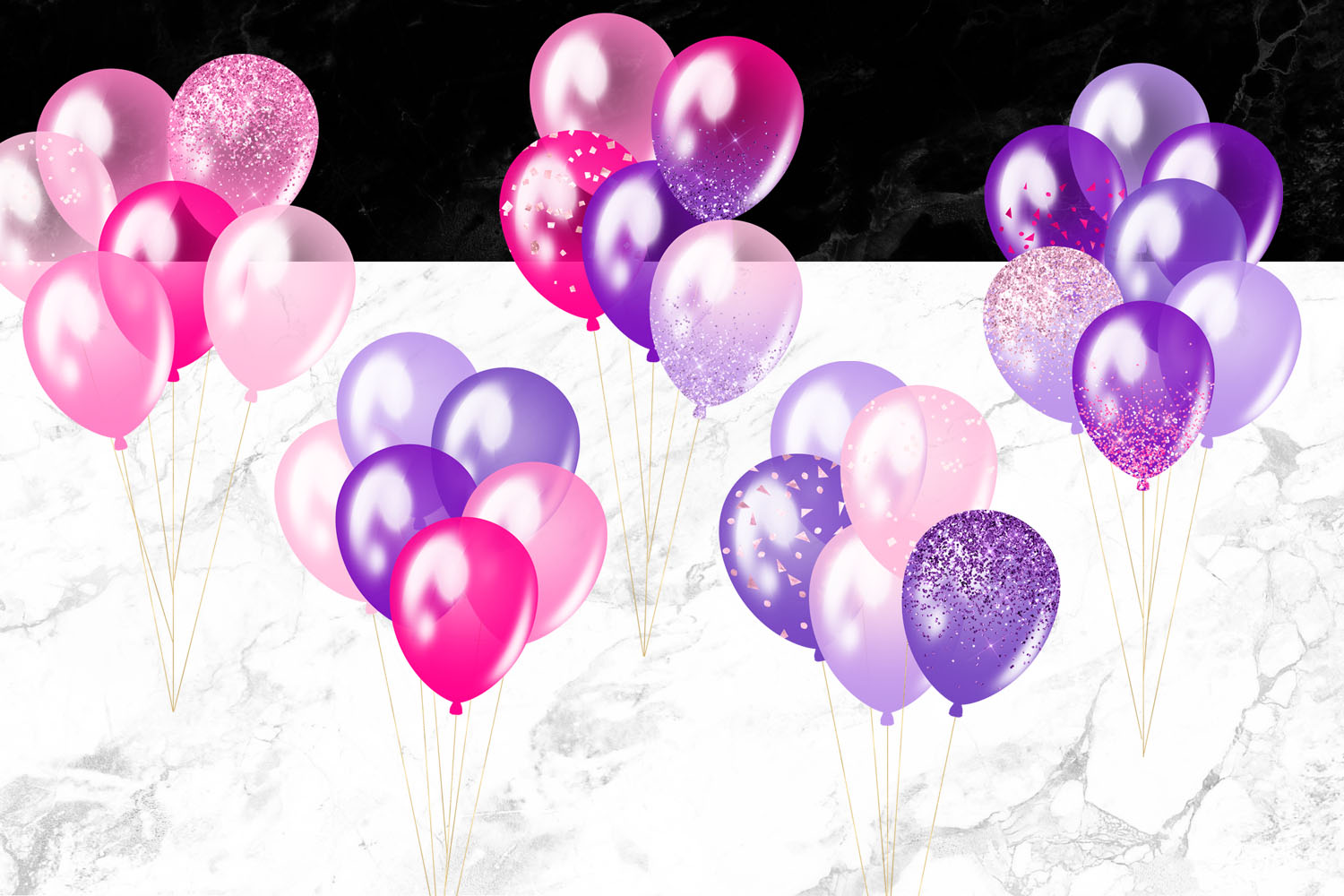 Pink and Purple Balloons Clipart