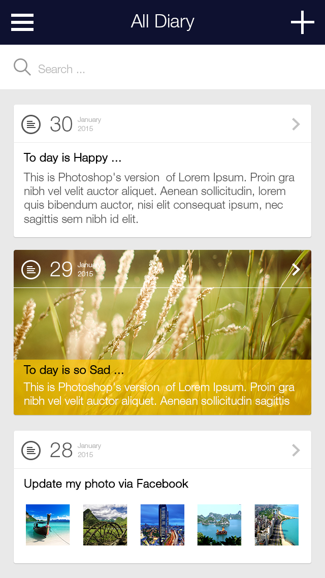 My Diary - UI Mobile Kit (23694) | Web Elements | Design Bundles
