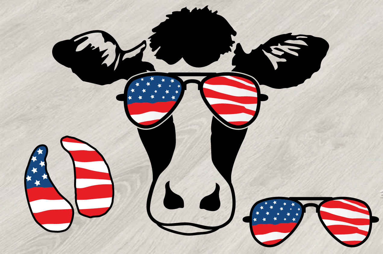 Cow USA Flag Glasses ,cowboy western 4th July 831S
