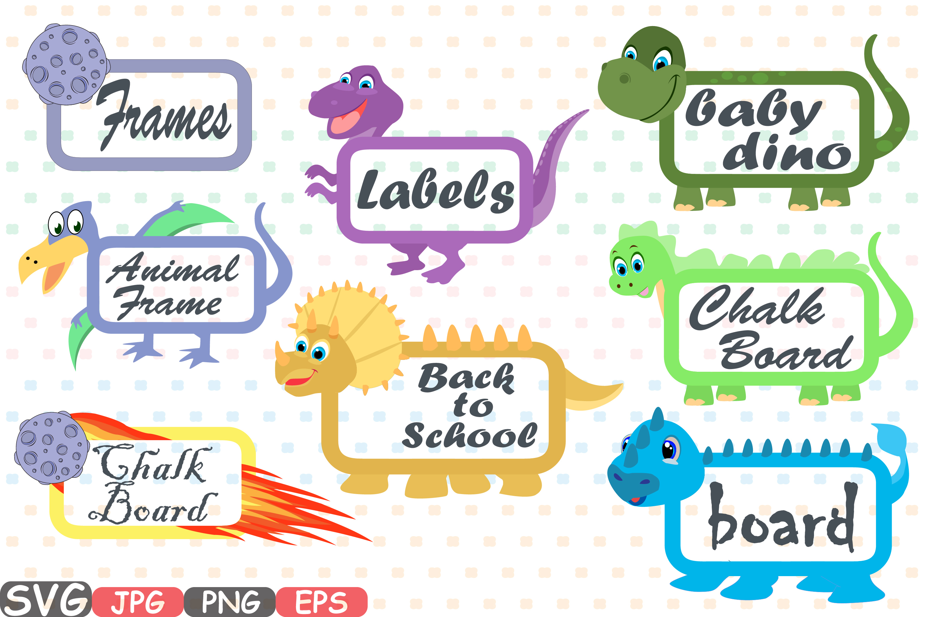Dinosaur Chalk board Frames SVG Dino Chalkboard Frames Digital Download ...