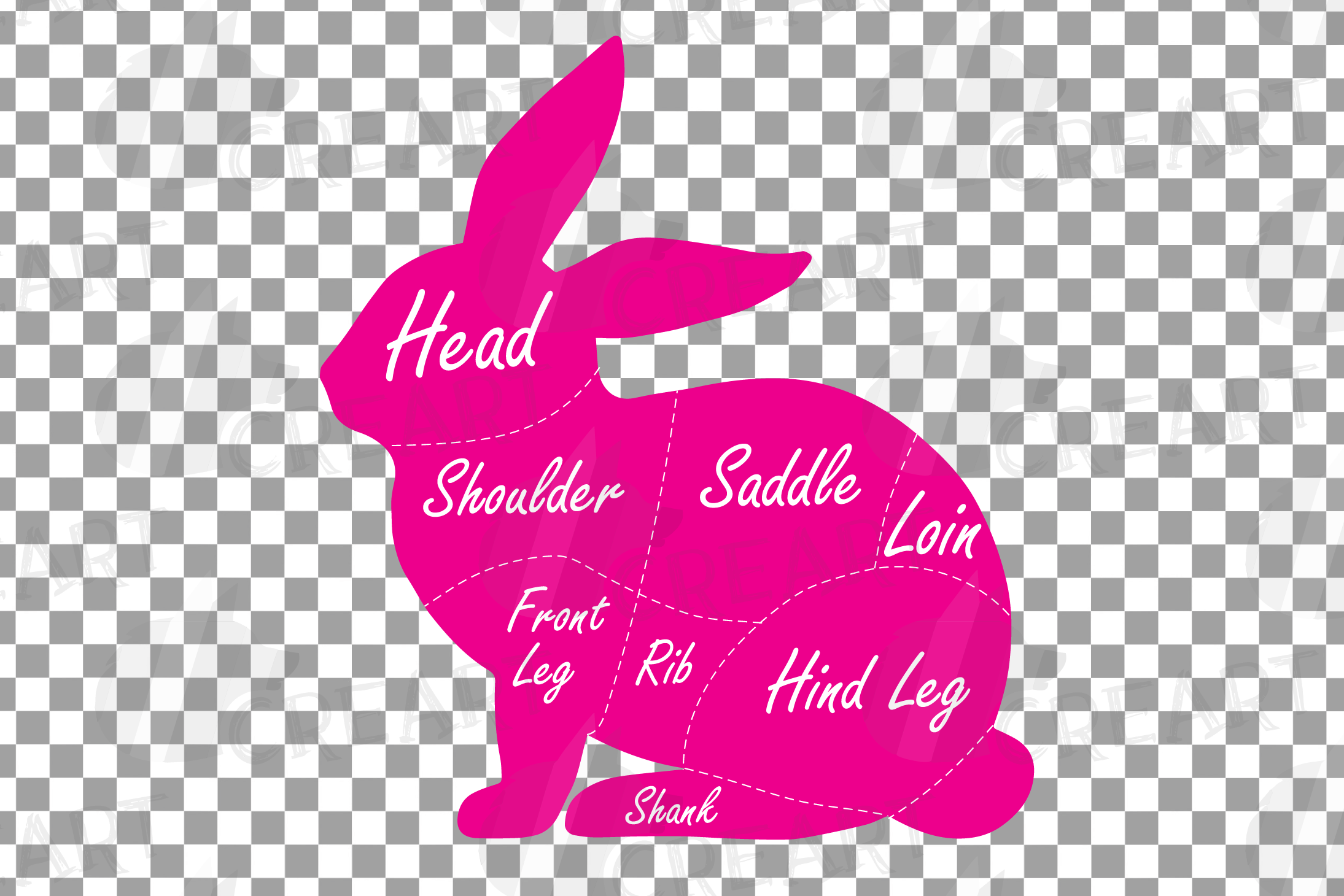 Butcher rabbit diagram clip art. Printable rabbit chart png (109355 ...
