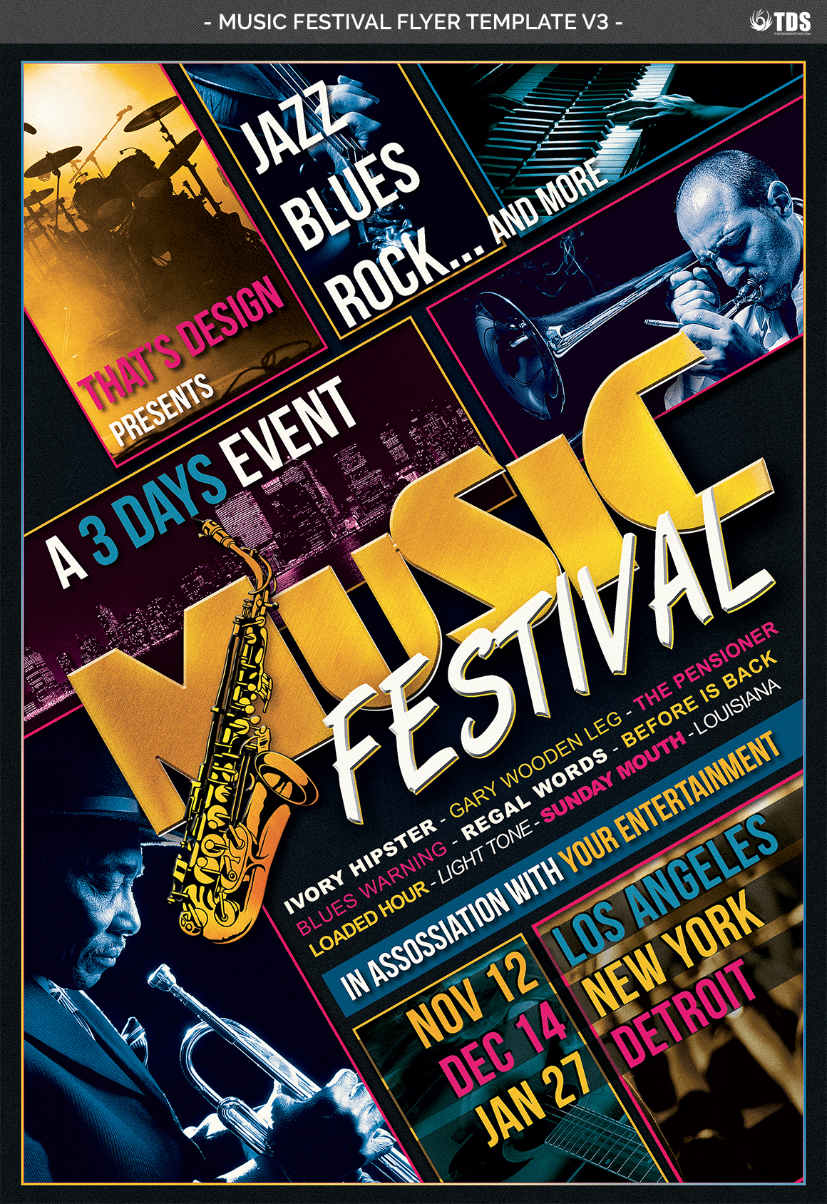 Music Festival Flyer Template V3 22696 Flyers Design Bundles