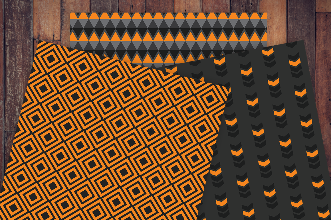 Orange & Black Digital Paper Pack (26305) | Backgrounds | Design Bundles