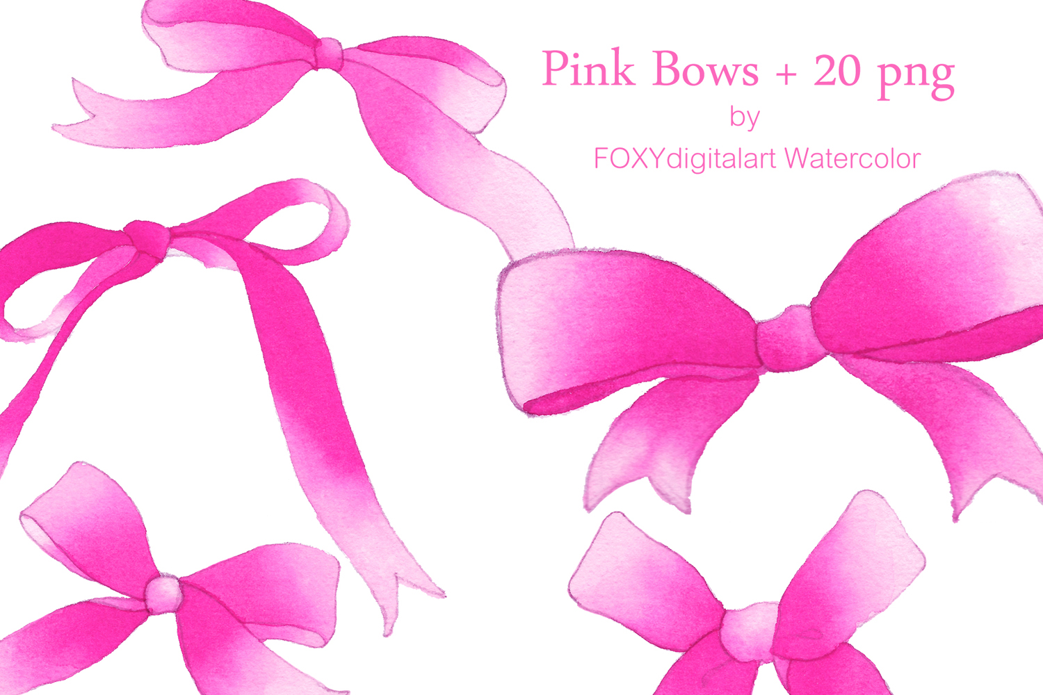 Watercolor bows wedding ribbon pink red christmas clipart