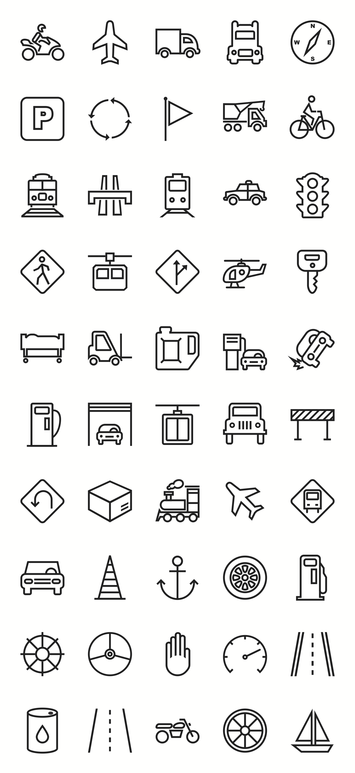 50 Transportation Line Icons