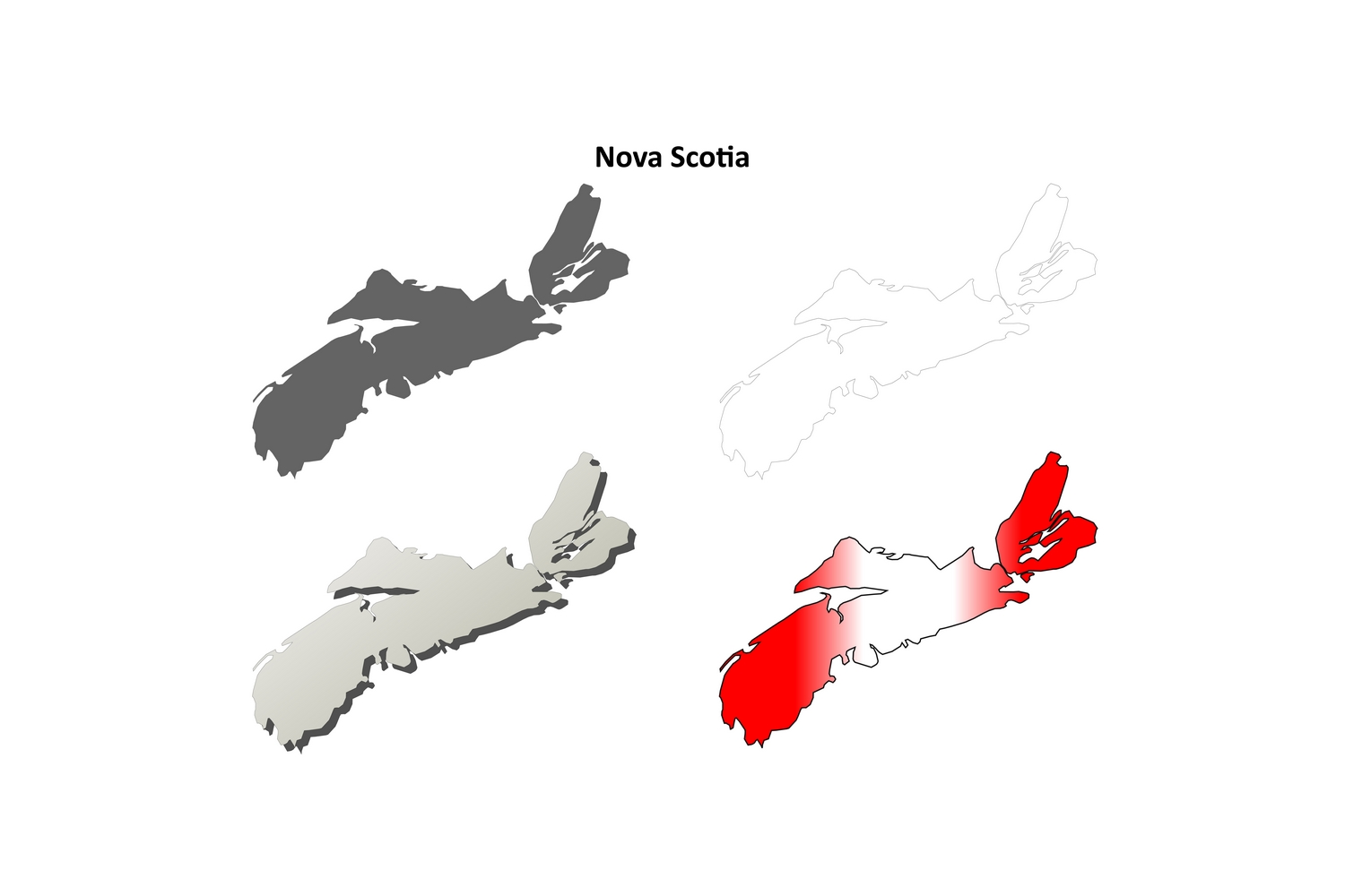 Nova Scotia blank outline map set