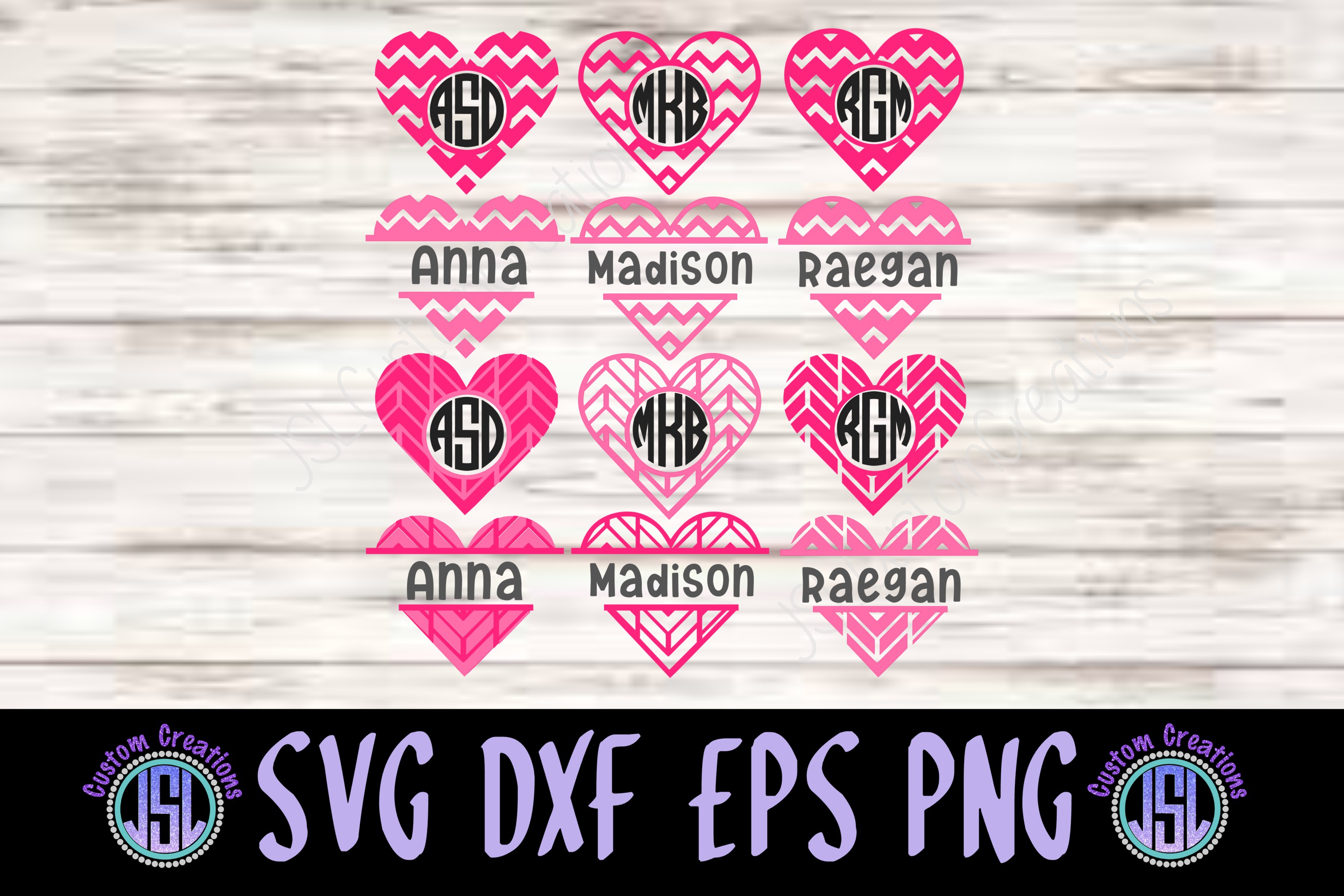 Heart Monogram Bundle Set of 12 | SVG DXF EPS PNG Cut Files (193832 ...