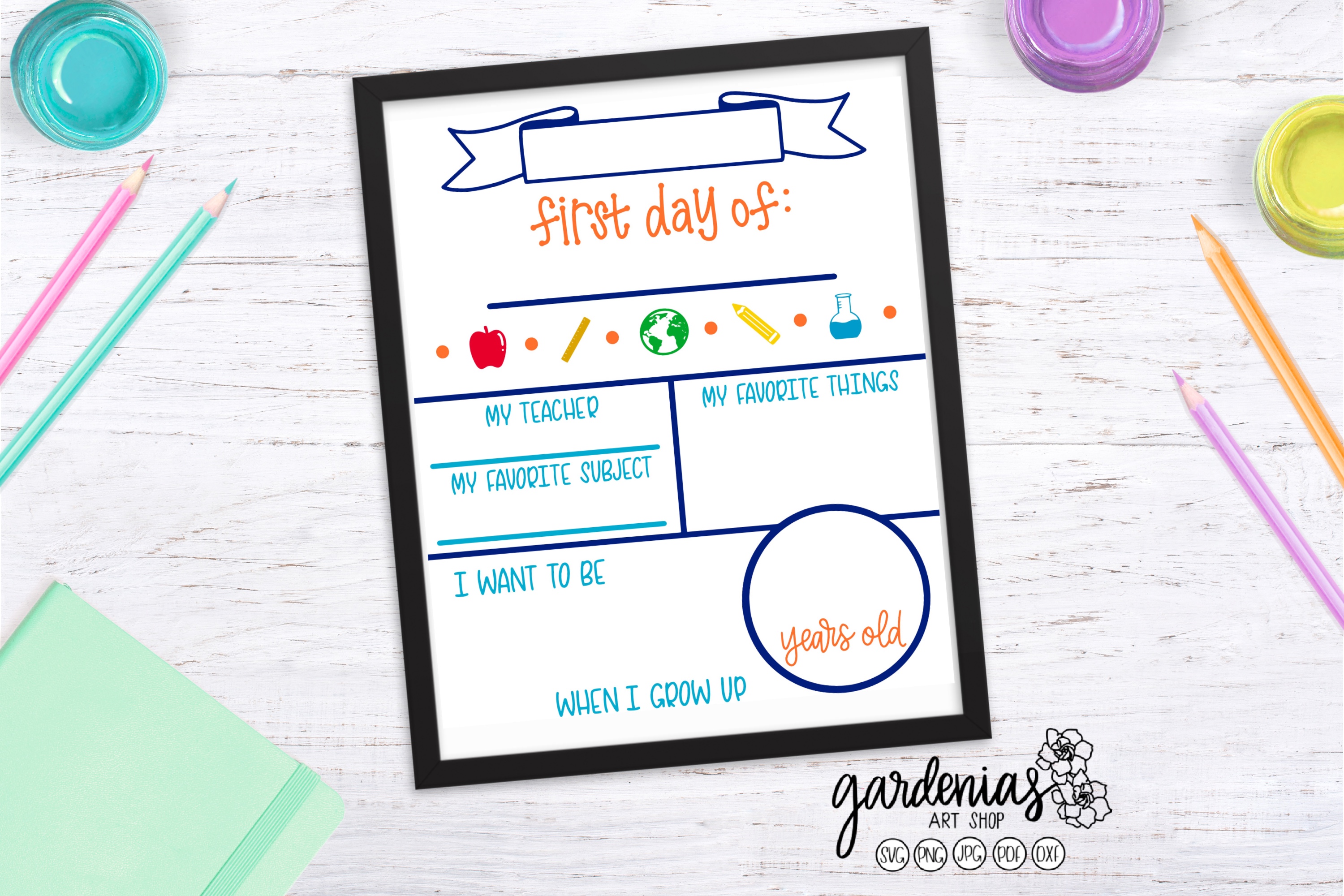 First Day of School Board SVG | Chalkboard Template Cut File