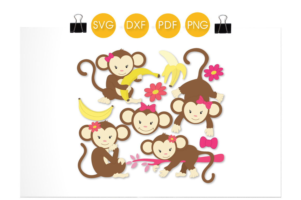 Girl Monkeys cutting files svg, dxf, pdf, eps included - cut files for ...