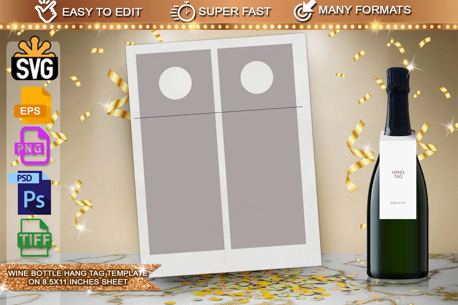 Wine bottle hang tag Temlate