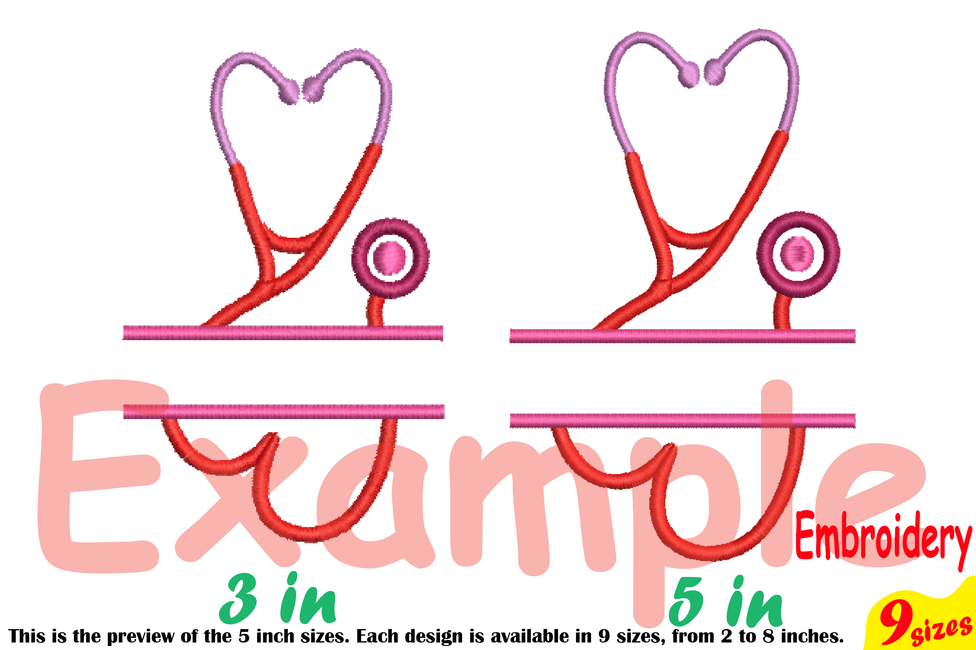 Split Stethoscope Heart Embroidery Design Machine Instant Download ...