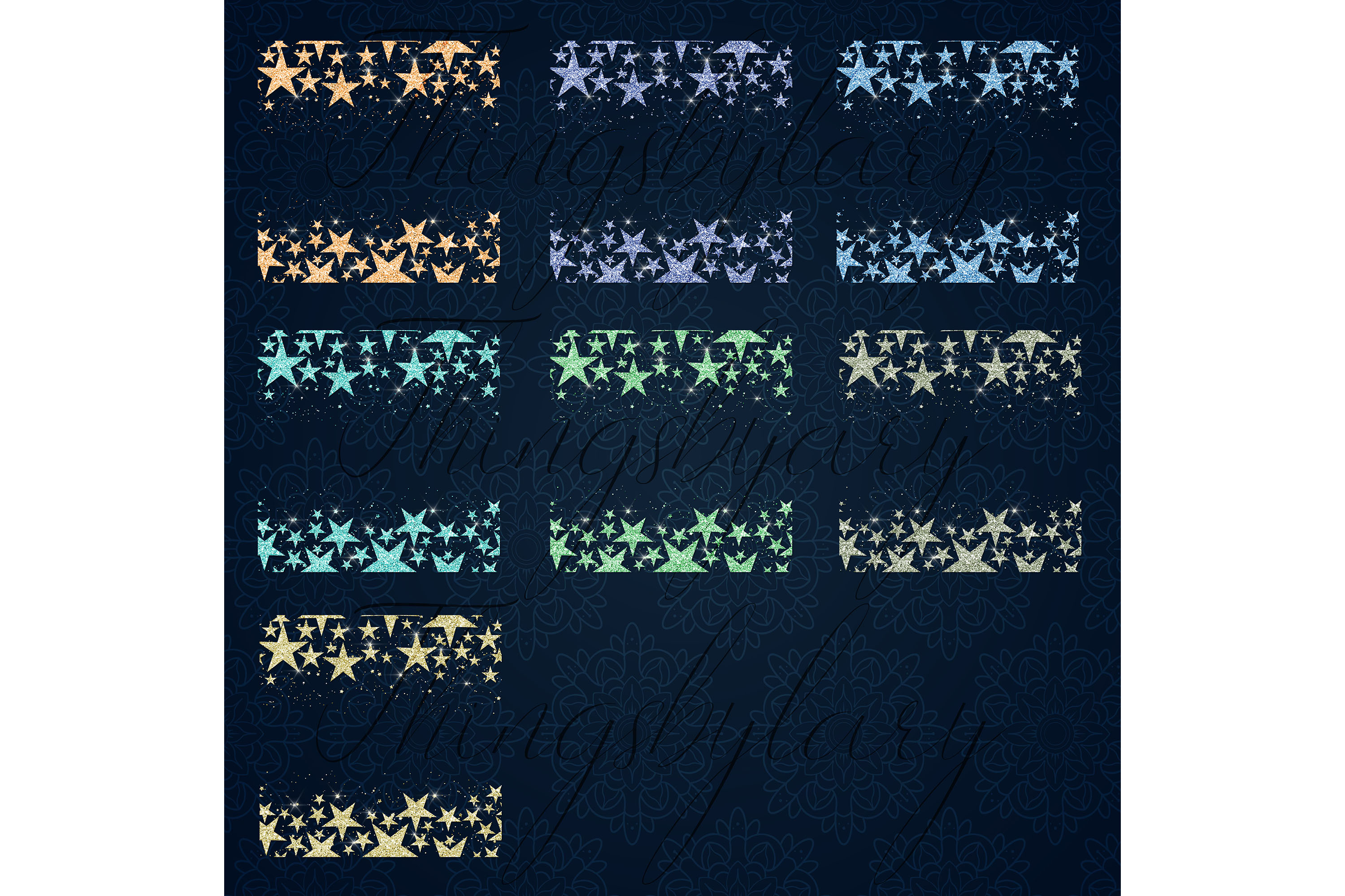 16 Seamless Glitter Star Overlay Transparent Images