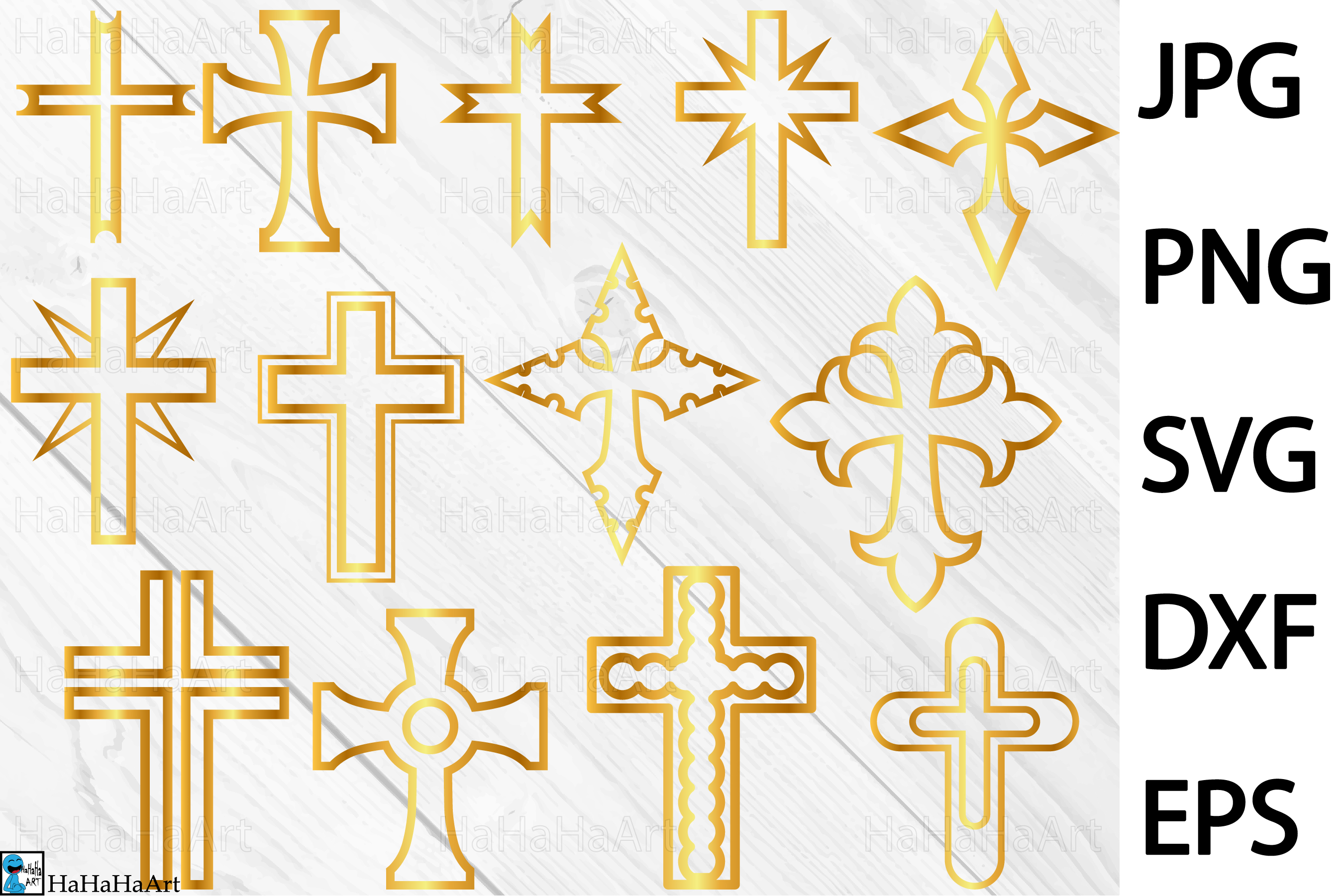 Gold Monogram Crosses - Clip art / Cutting Files 246c