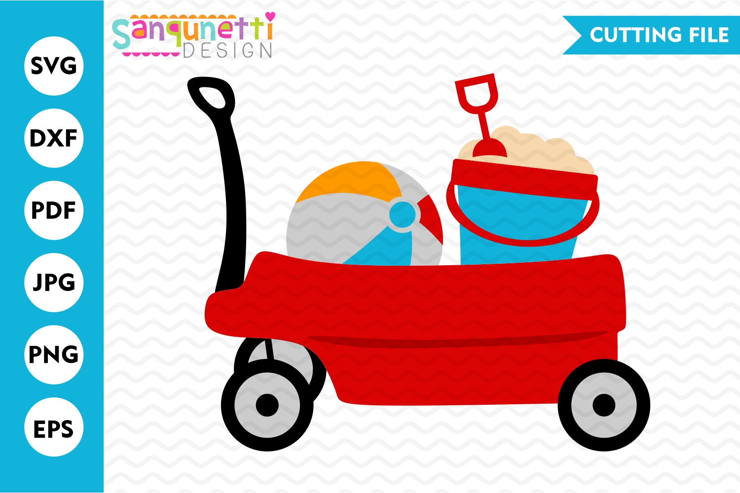 Summer wagon SVG, beach ball and bucket cutting file (534425) | Cut ...