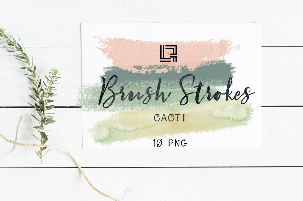 Brush Strokes Clip Art. Cacti collection. Cream pink, sage green and ...
