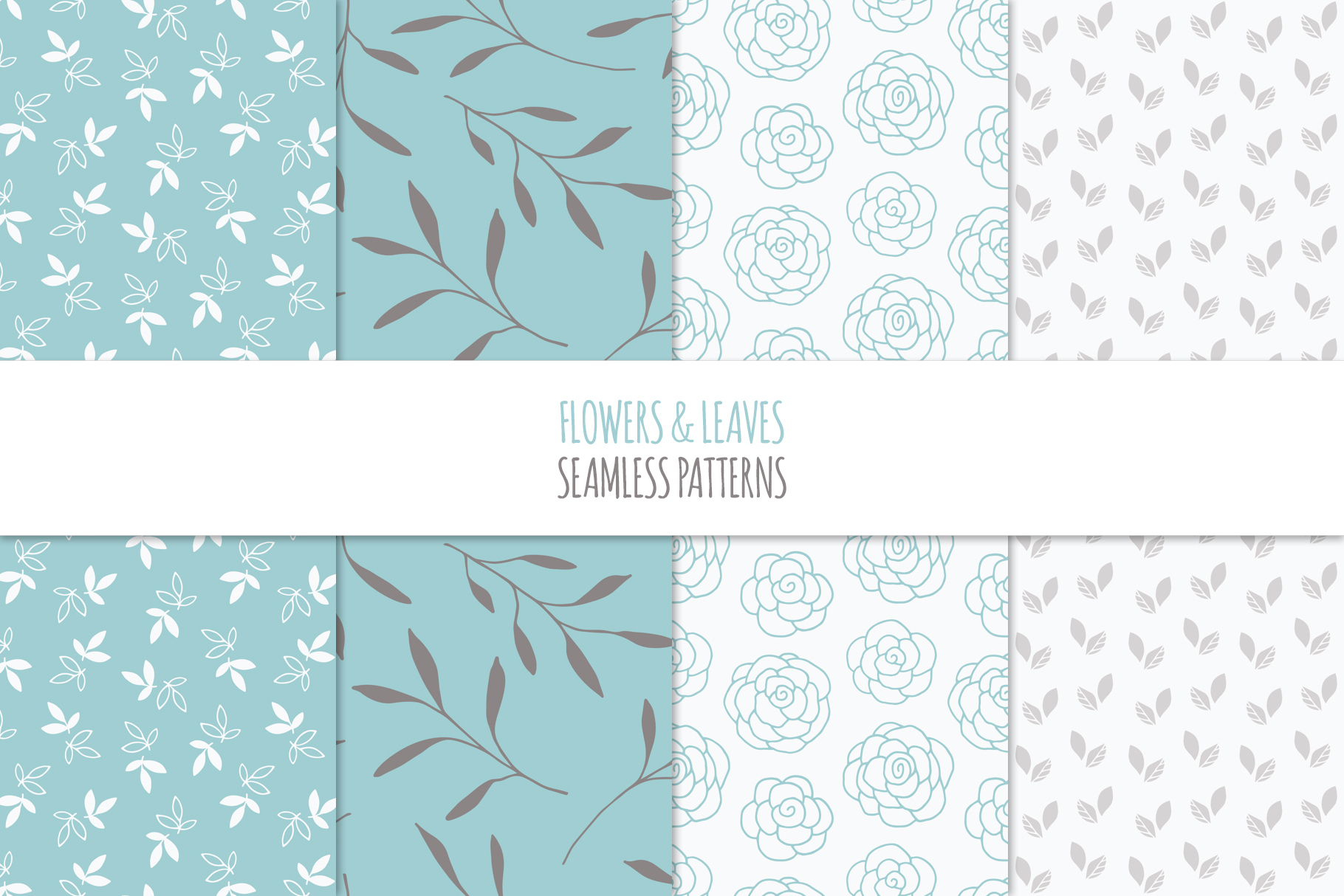 Floral Seamless Patterns - Blue (90722) | Patterns | Design Bundles