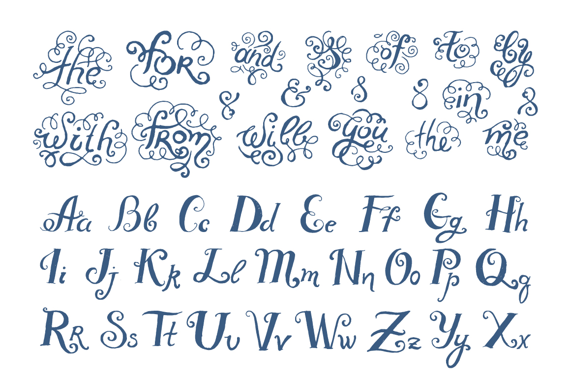 Handwritten calligraphy font with elegant ampersands