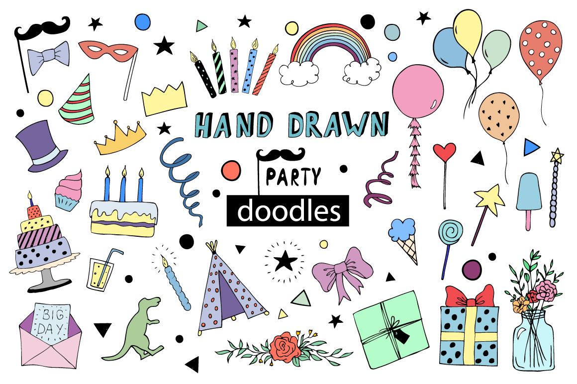 Hand drawn Kids Party doodles