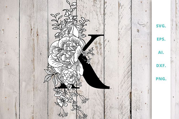 Floral Letter K Paper Cut file SVG/DXF