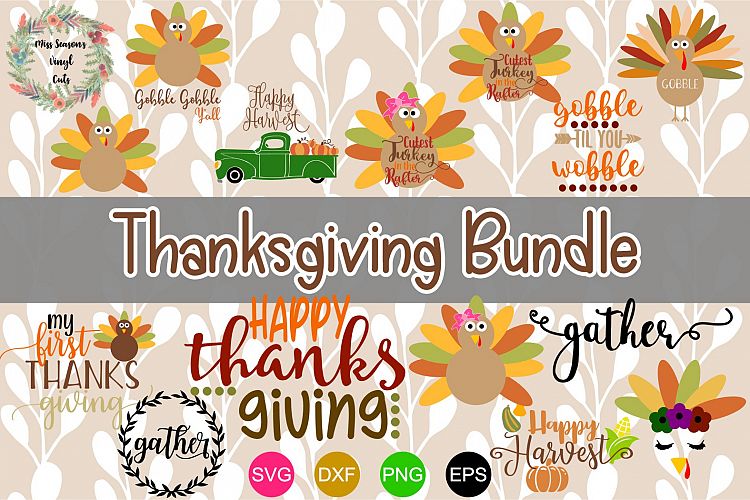 Thanksgiving Bundle SVG, Dxf, Eps,Png 14 designs