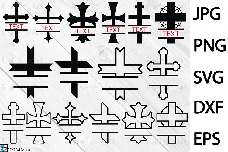 Split Crosses - Clip art / Cutting Files 173c