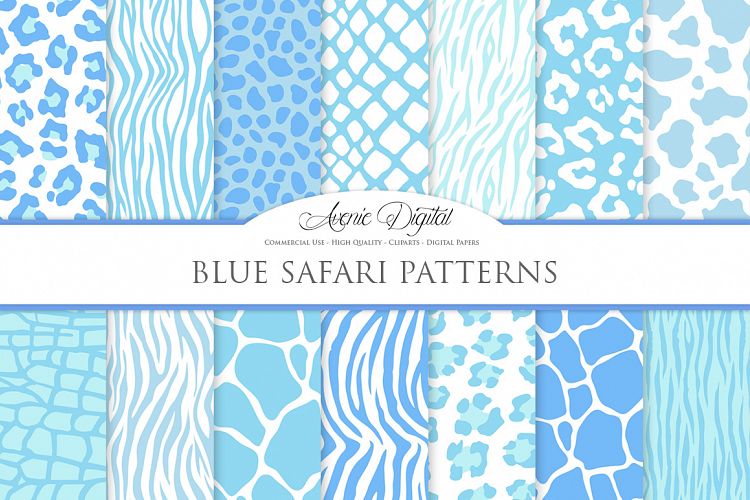 Blue Animal Print Vector Patterns - Baby Blue Safari Seamless Digital ...