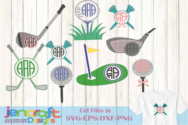 Golf SVG Cut Files Monogram Frames SVG, EPS, DXF, PNG (114311) | SVGs ...