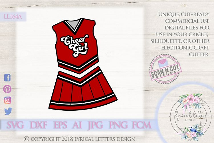 Cheerleader Uniform Cheer Girl SVG DXF Cut File LL164A (12874) | Cut ...