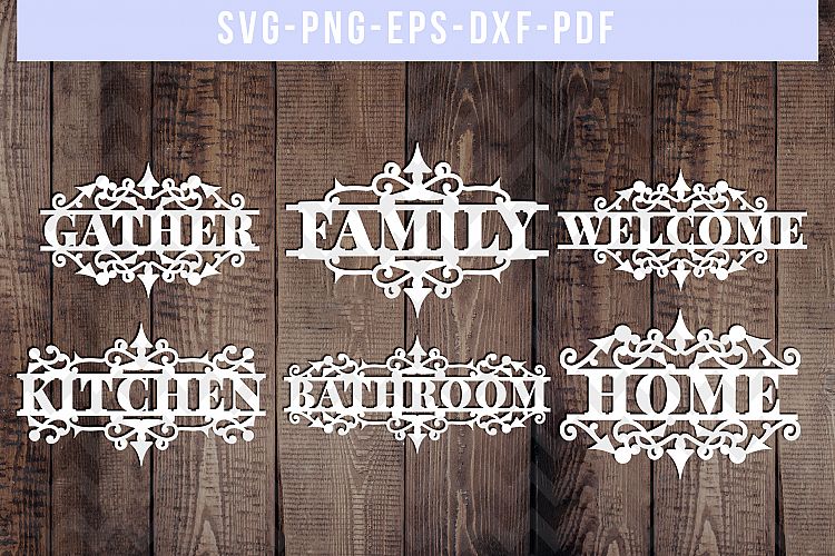 Bundle Of 6 Home Papercut Templates, Sign Decor SVG, PDF (312650 ...