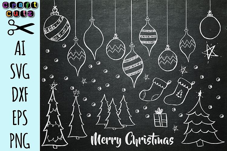 Hand Drawn Christmas Chalkboard Clipart (180341) | SVGs | Design Bundles