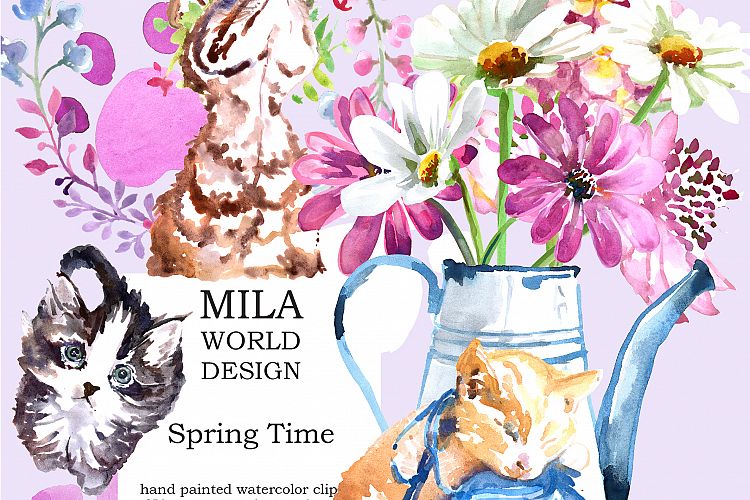 Watercolor Springtime clipart (68683) | Illustrations | Design Bundles