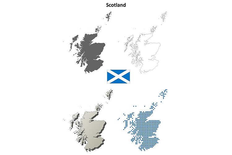 Scotland outline map set (320093) | Illustrations | Design Bundles