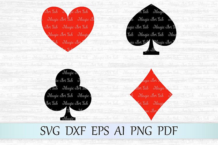 Playing cards SVG, Playing card suits SVG, Suits cut file