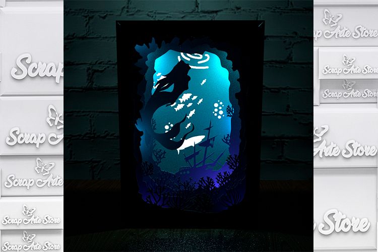 Mermaid shadow box cutting template (523529) | Paper Cutting | Design ...