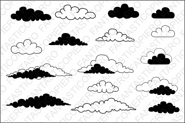 Clouds SVG files for Silhouette Cameo and Cricut. (62315) | Cut Files ...