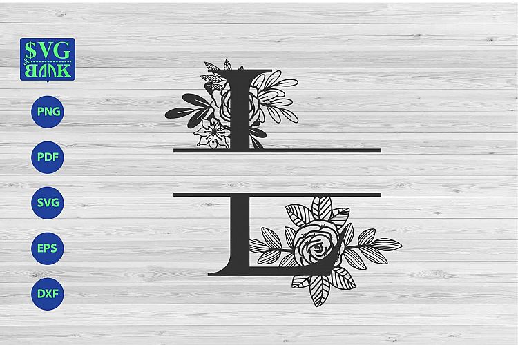 Split monogram letter L Svg, Alphabet floral initial logo L
